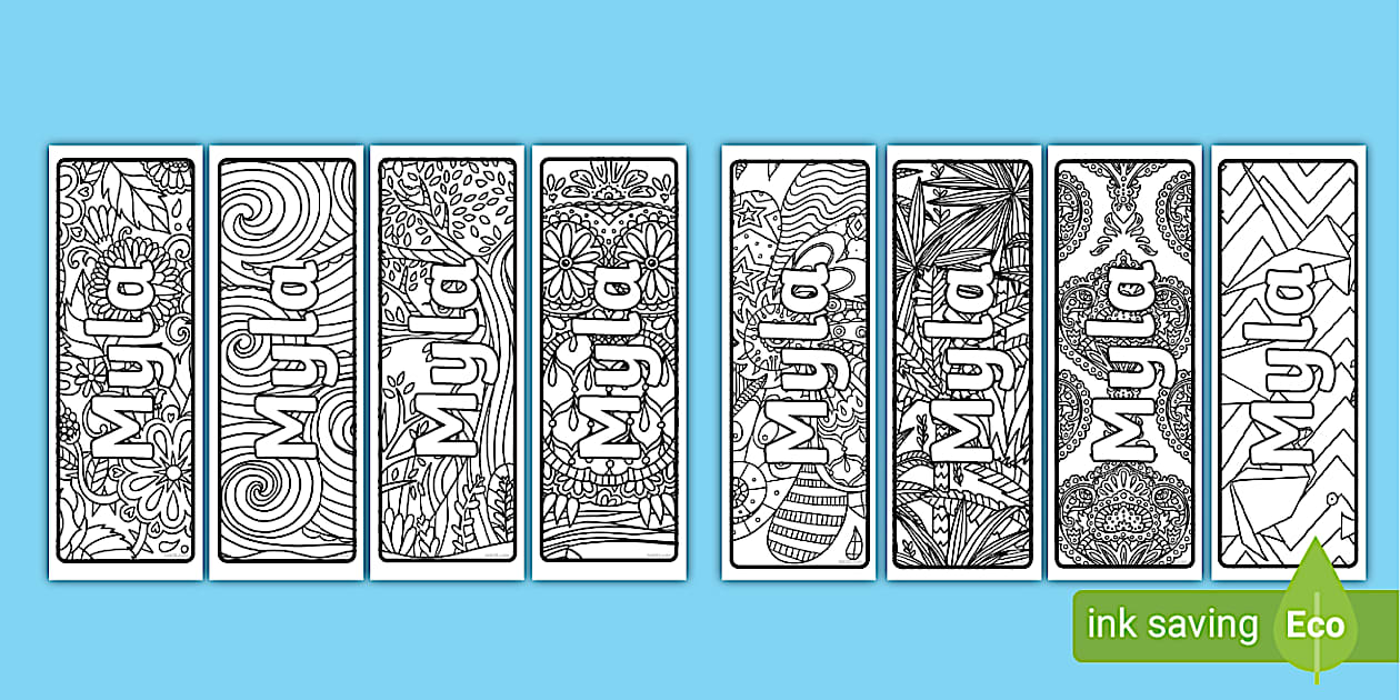 Myla Mindfulness Name Colouring Bookmarks | Twinkl | KS1