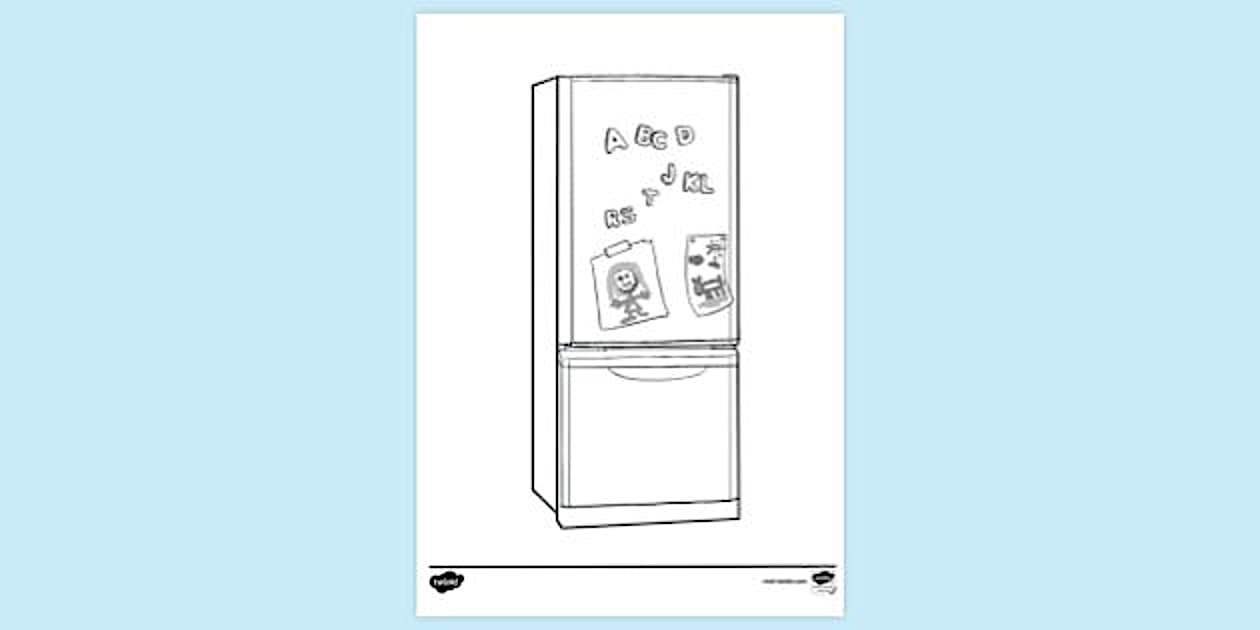 Fridge With Magnets Colouring | Colouring Sheets - Twinkl