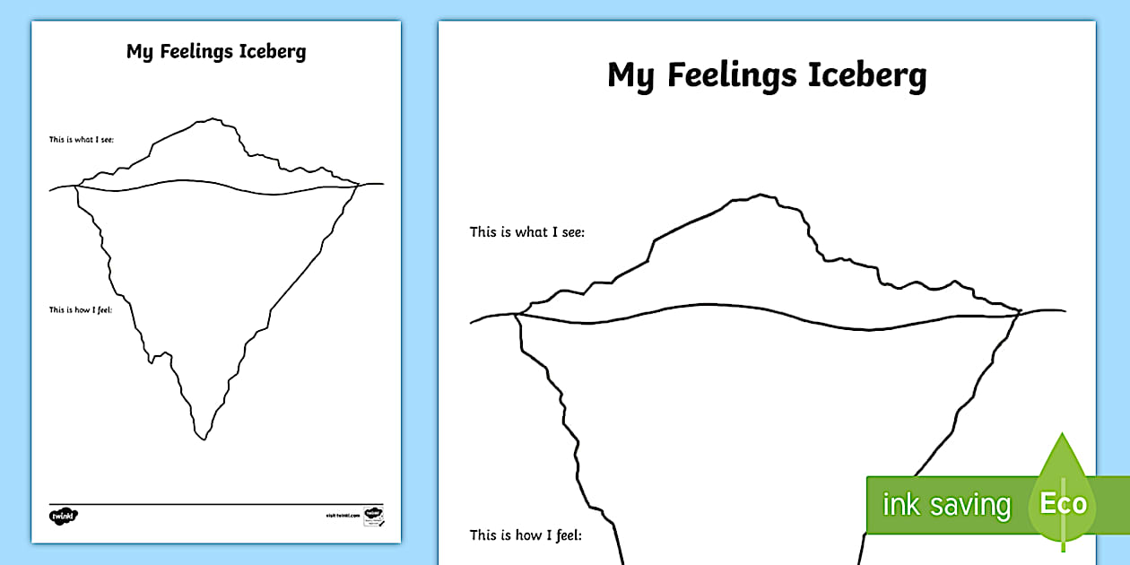 Editable My Feelings Iceberg Worksheet (teacher made)