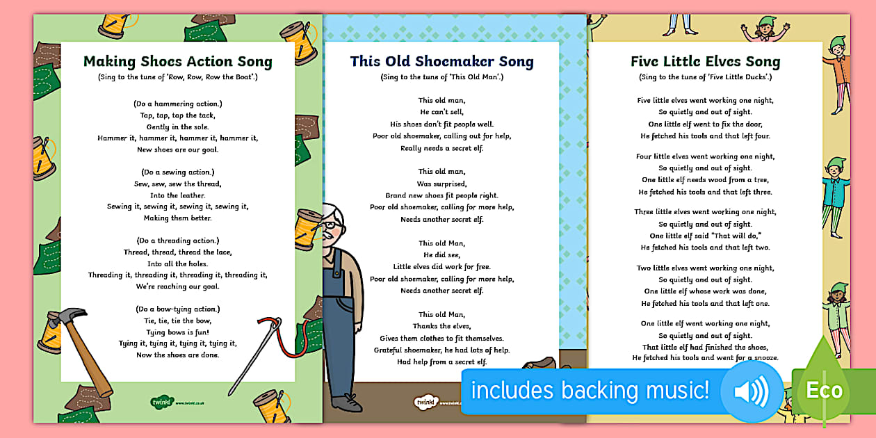 EYFS The Elves and the Shoemaker Songs and Rhymes Resource Pack