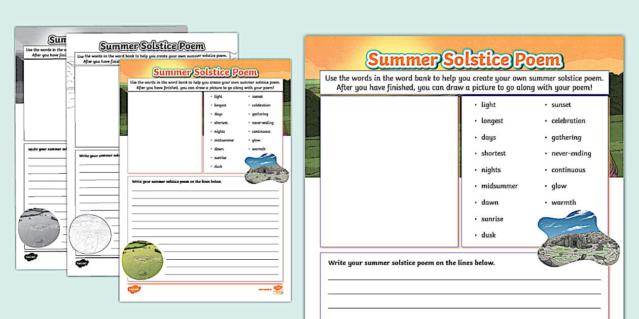 Summer Solstice Poem Writing Template (teacher made)