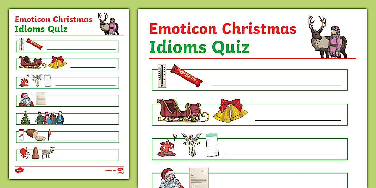 Emoticon Christmas Idioms Quiz (teacher made) - Twinkl