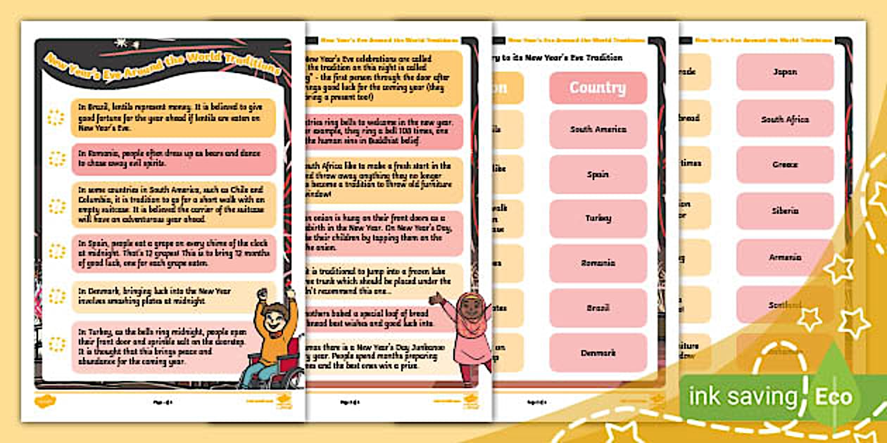 New Year's Eve Around the World Traditions (teacher made)