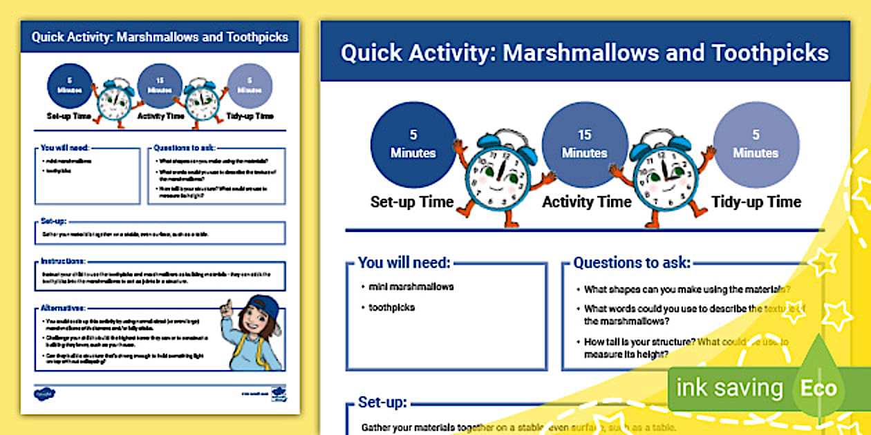 Quick Activity: Marshmallows and Toothpicks (teacher made)