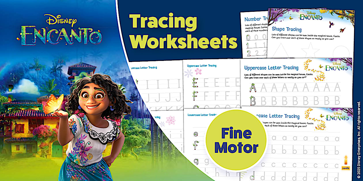 Encanto: Letters, Numbers, and Shapes Tracing Worksheets