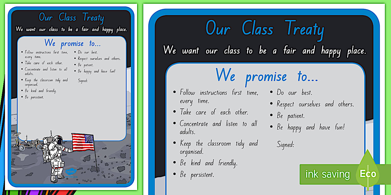 Moon Landing-Themed Class Agreement Poster (teacher made)