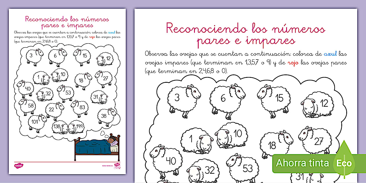 Ficha: Números pares e impares - Twinkl