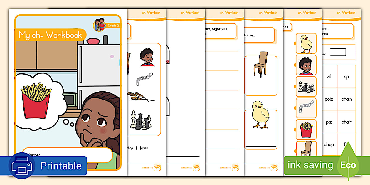Grade 2 Phonics: ch- Workbook (Teacher-Made) - Twinkl