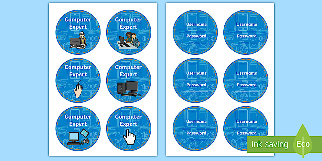 Computer Expert Year 1 and 2 Role-Play Badges (teacher made)