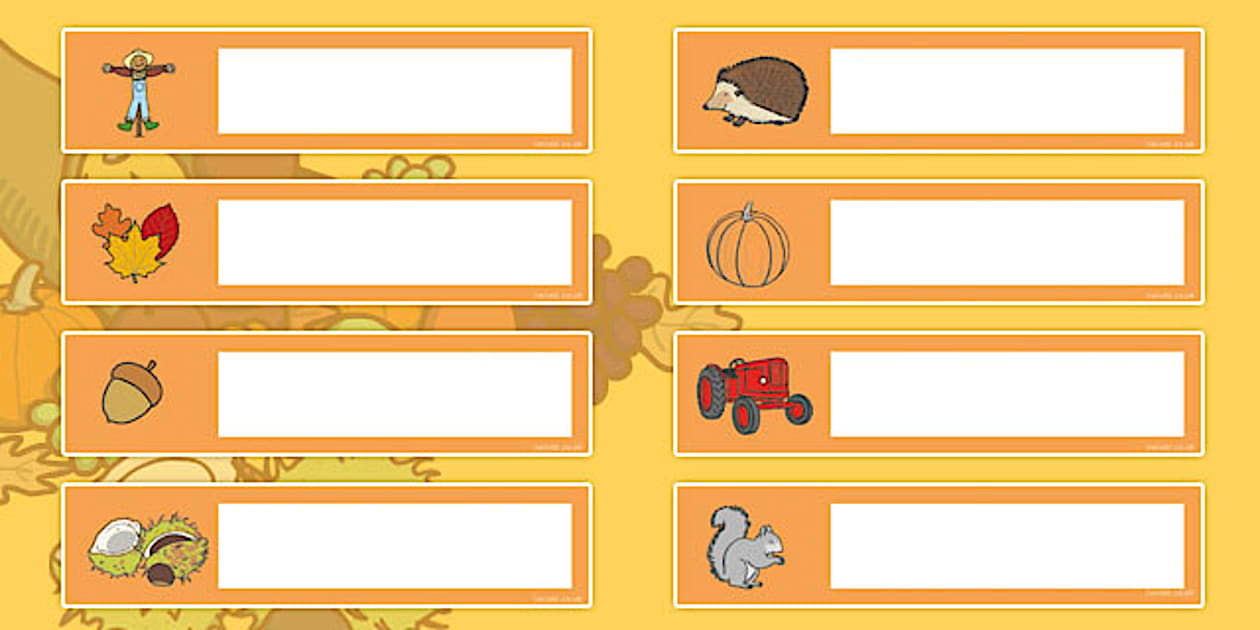 Autumn Themed Gratnells Tray Labels