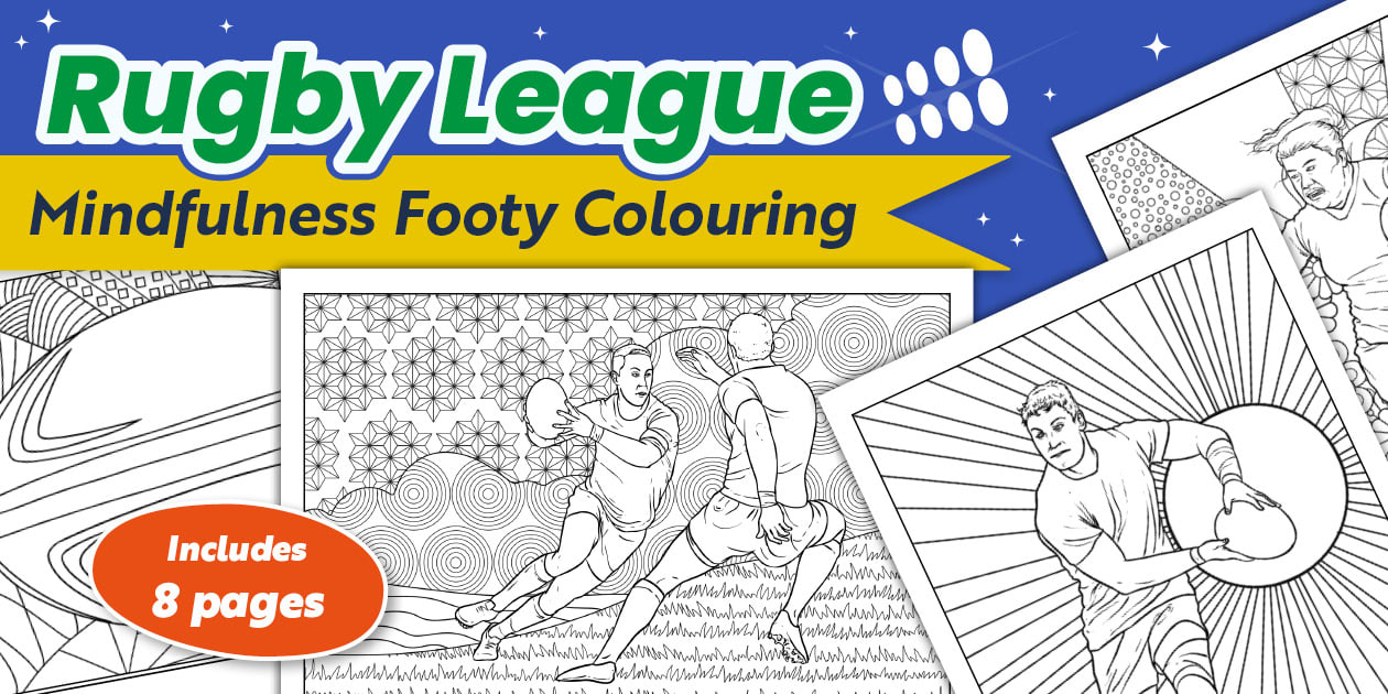 Rugby League Mindfulness Footy Colouring