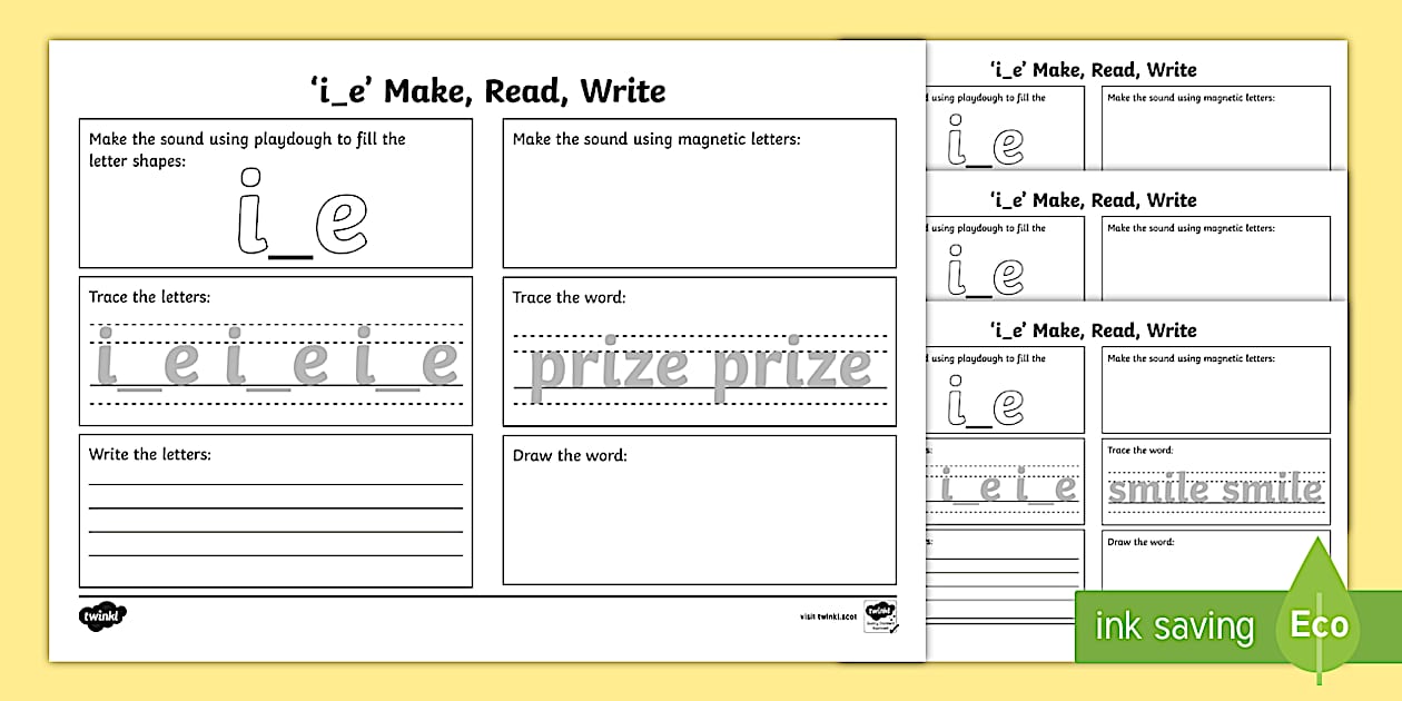 Editable 'i_e' Make Read Write Activity Mat - Twinkl