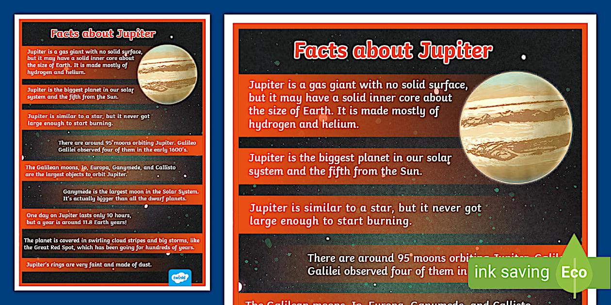 Facts about Jupiter Poster For Kids (creat de profesori)