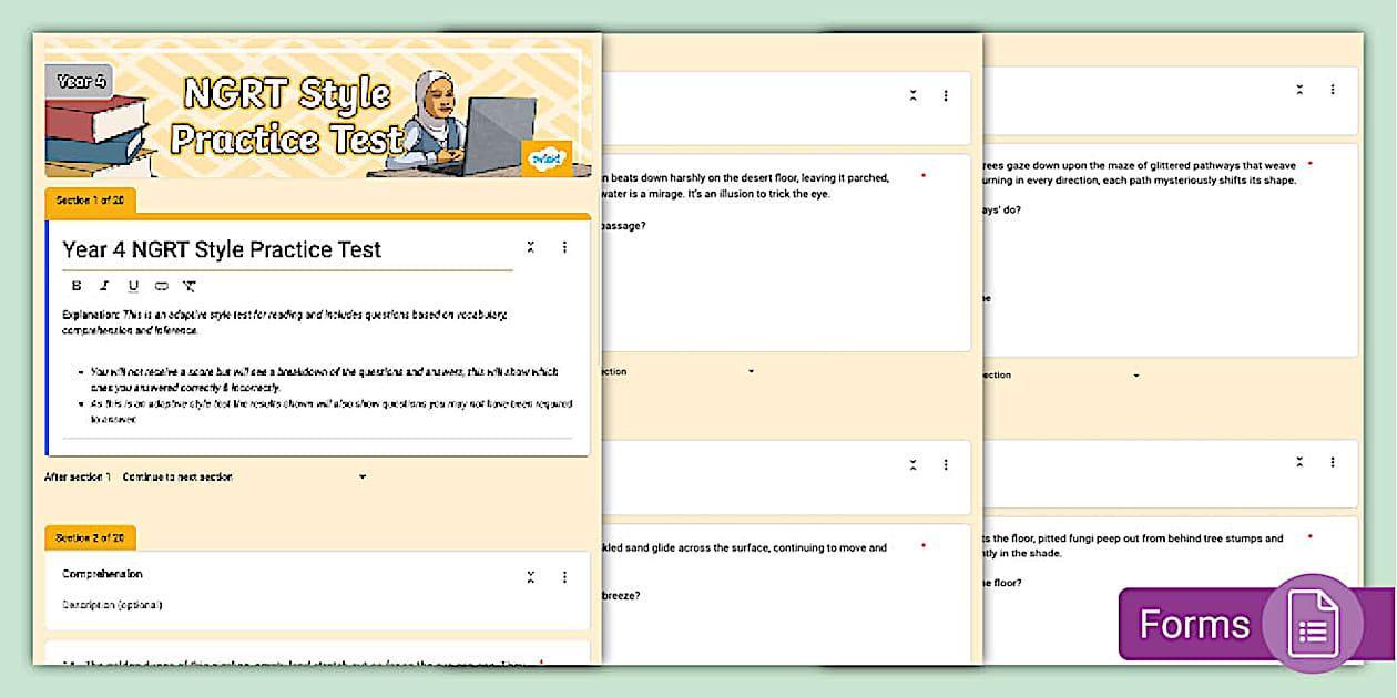 Year 4 NGRT Style Practice Paper (teacher made) - Twinkl