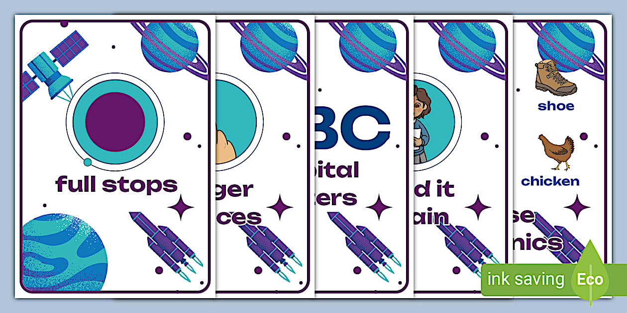 Space-Themed Writing Prompt Display Posters (teacher made)