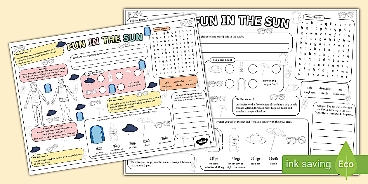 Years 3-4 Fun in the Sun Activity Mat (teacher made)