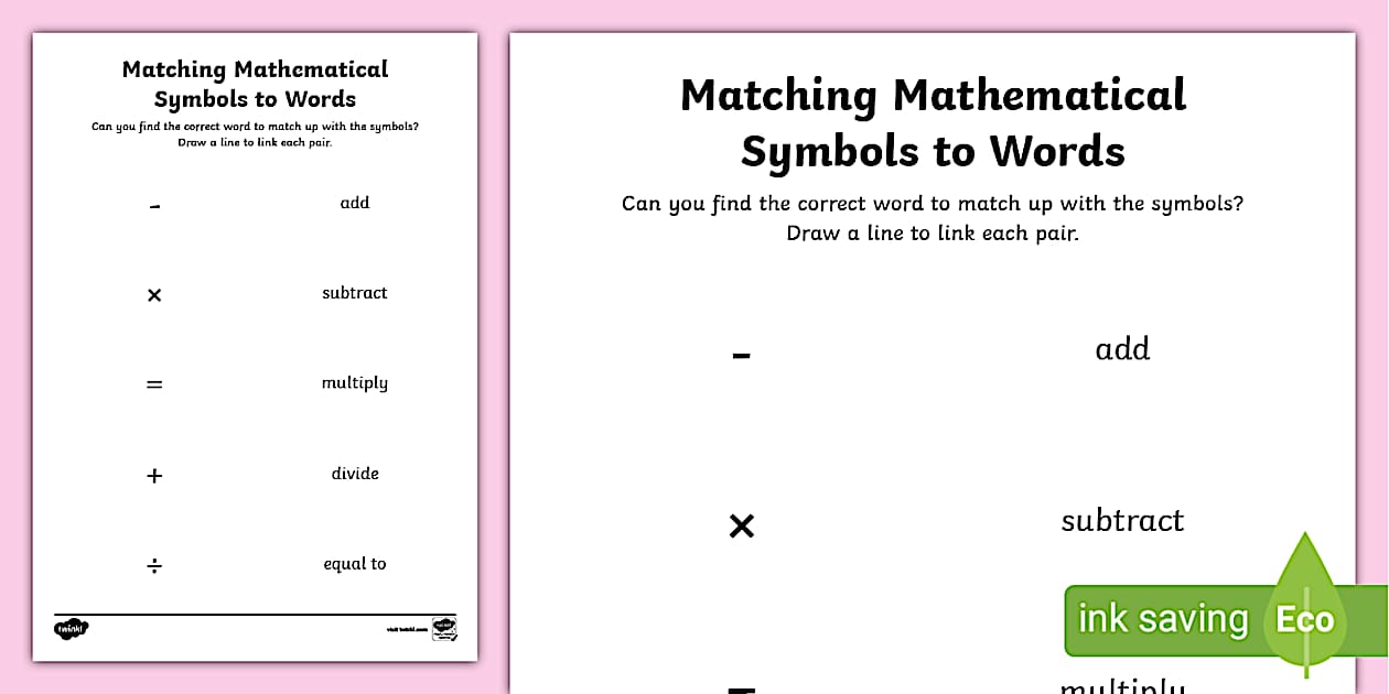 👉 Matching Symbols to Words Activity Sheet - KS1 - Twinkl