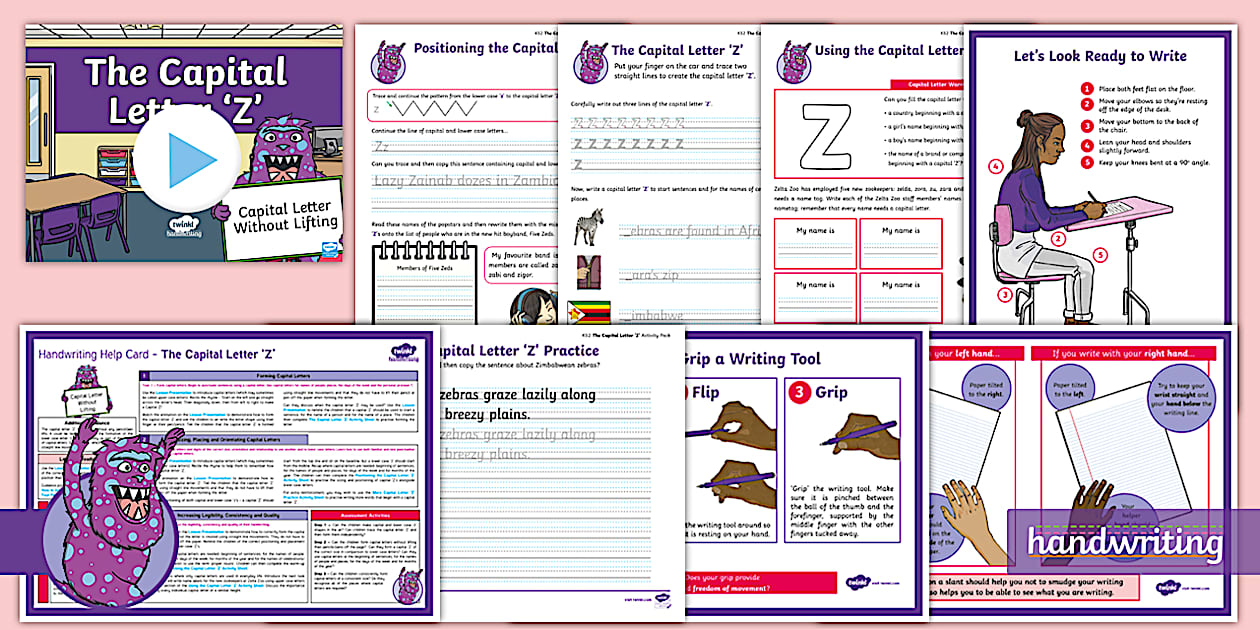 Cursive Twinkl Handwriting: The Capital Letter 'Z' KS2 Activity Pack