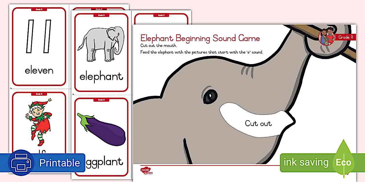 Grade R English - Phonics - Printable Game: E Sound