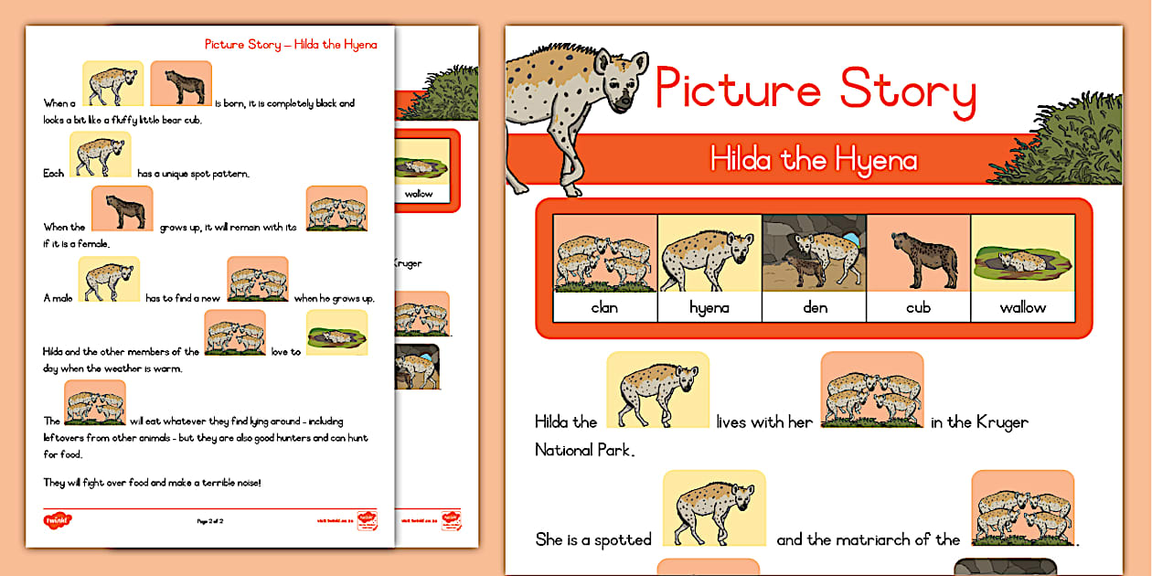 Picture Story Book - Hilda the Hyena (teacher made) - Twinkl