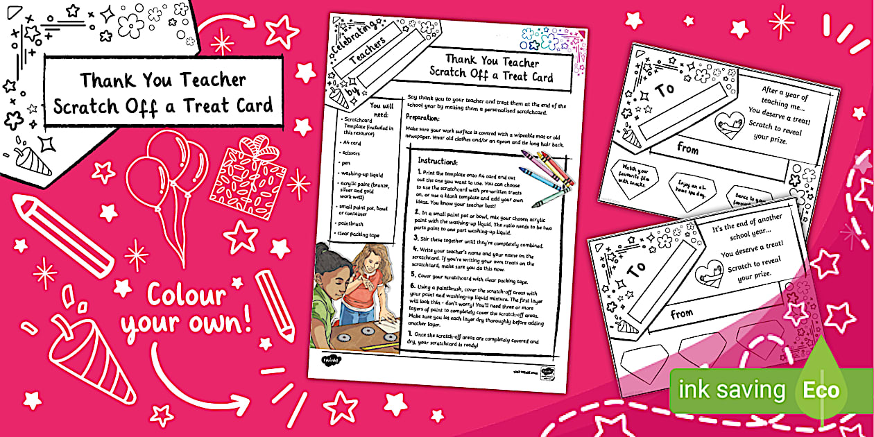 Thank You Teacher Scratch Off a Treat Card (Ages 7 - 11)