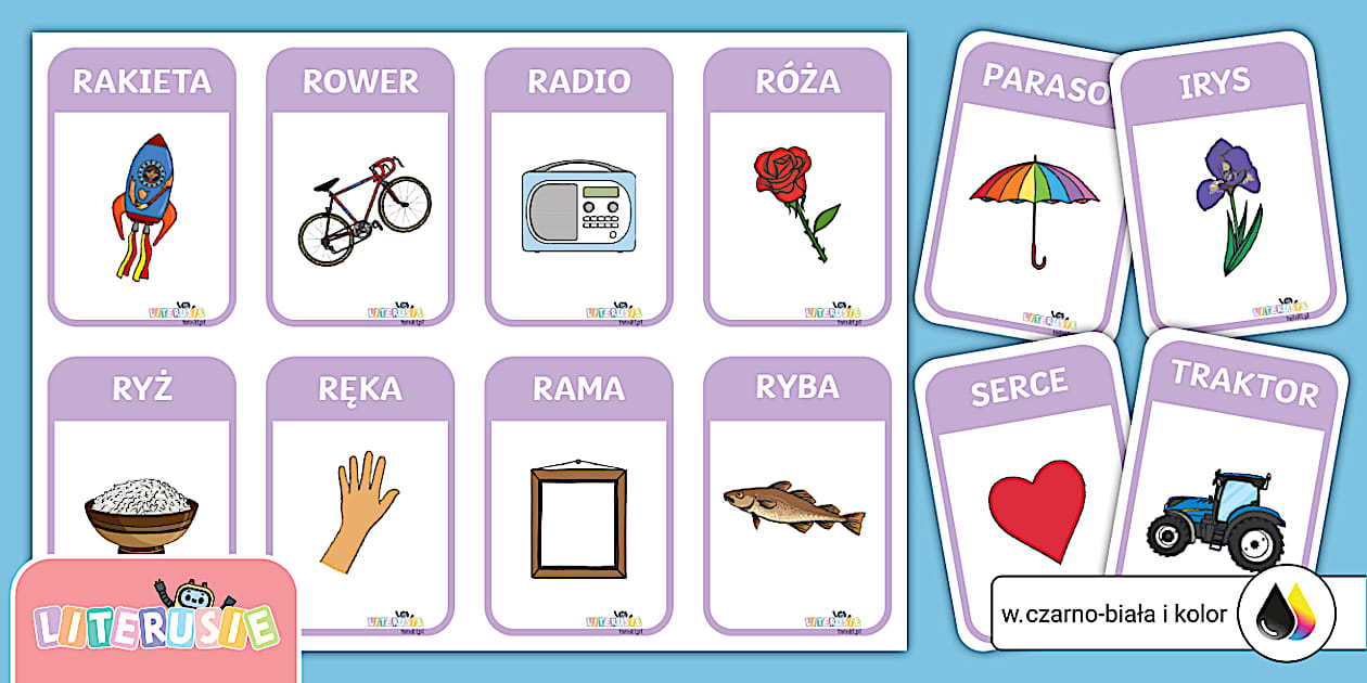 Literuś R | Fiszki z wyrazami z literą R (Teacher-Made)