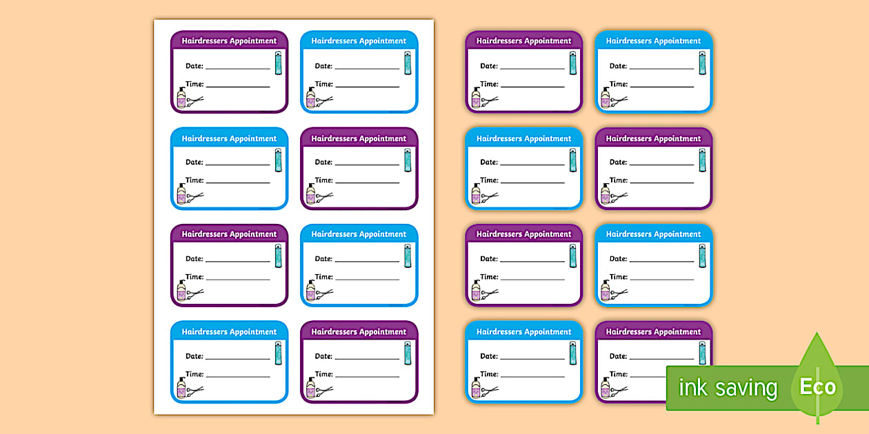 Hairdressers Appointment Cards (teacher made) - Twinkl
