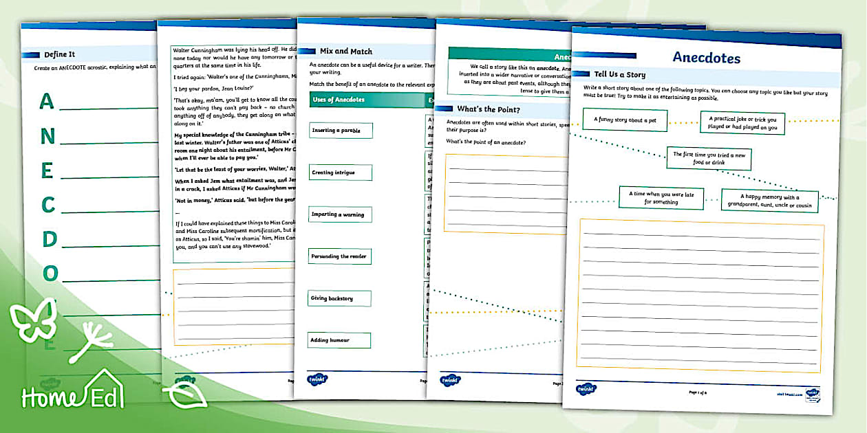 Secondary English Cheat Sheet: Anecdotes - Twinkl