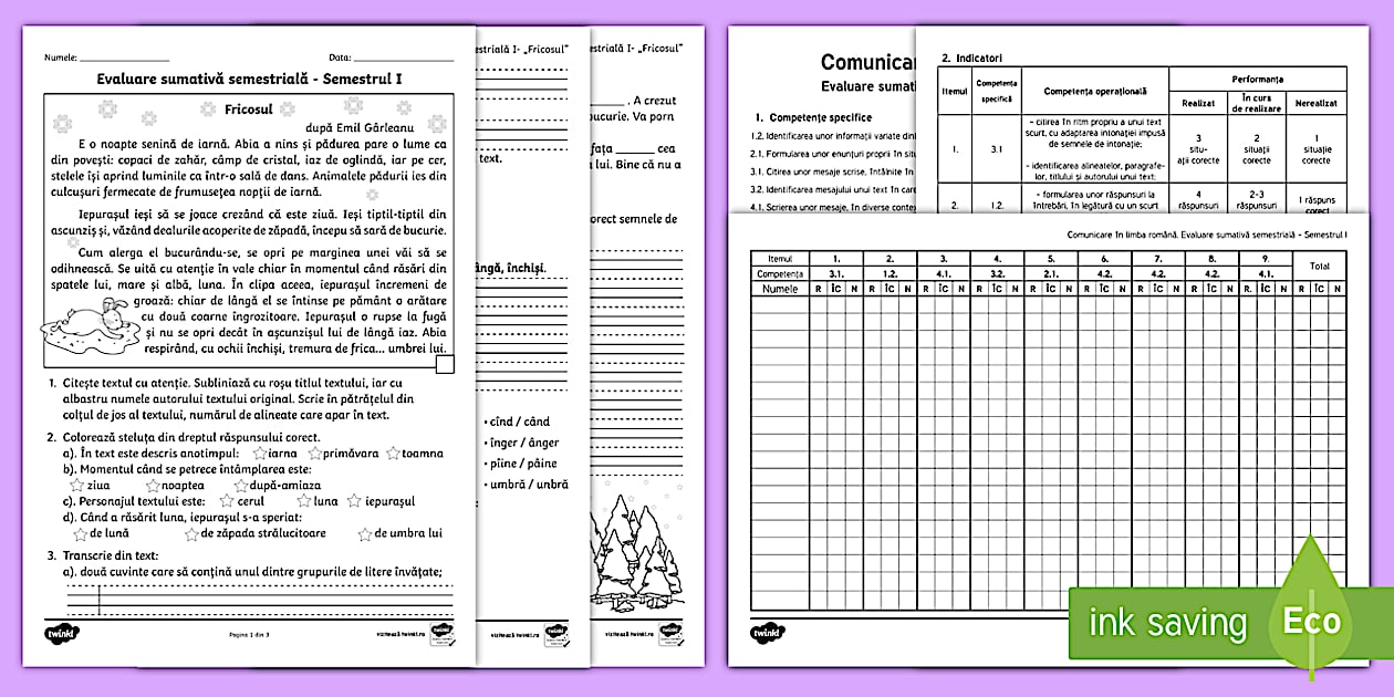 Evaluare sumativă Clasa a II-a | CLR | Twinkl România