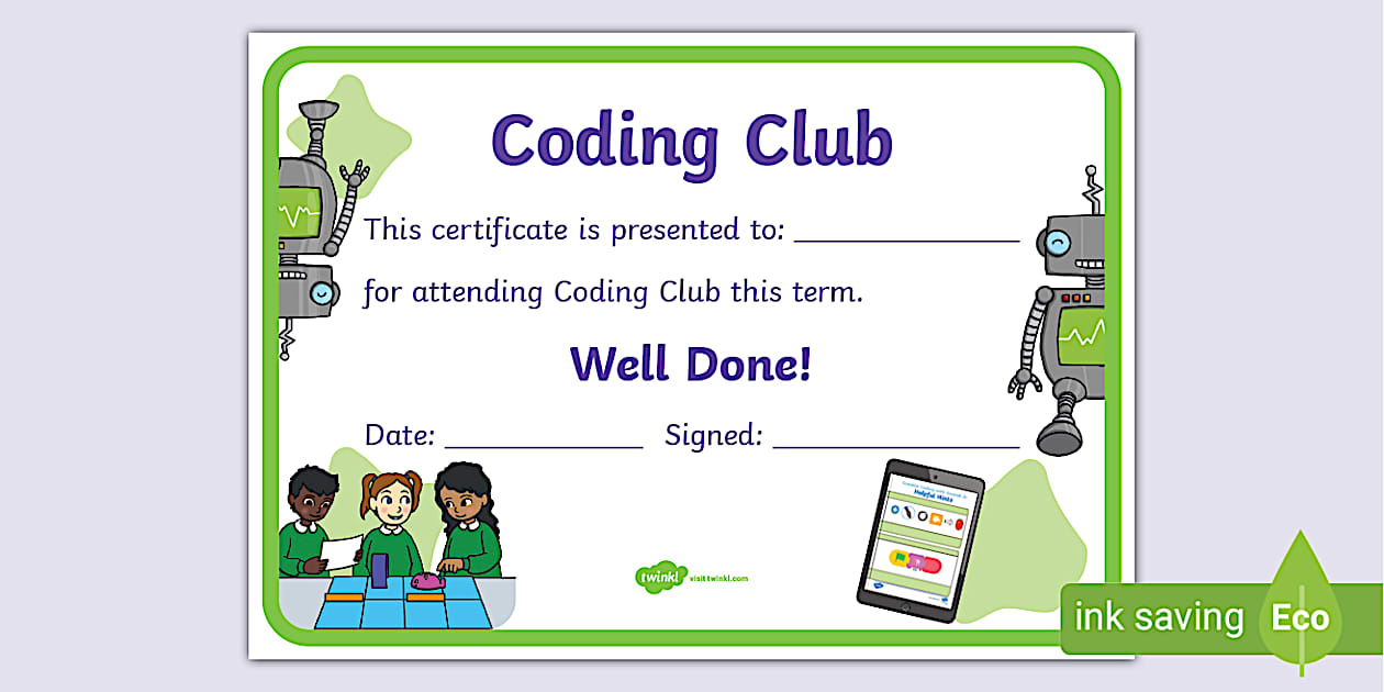 KS1 Coding Club Certificate - Certificates (teacher made)