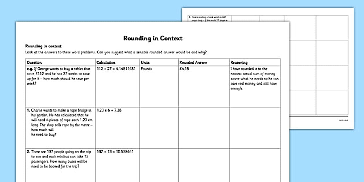 Rounding in Context (teacher made) - Twinkl