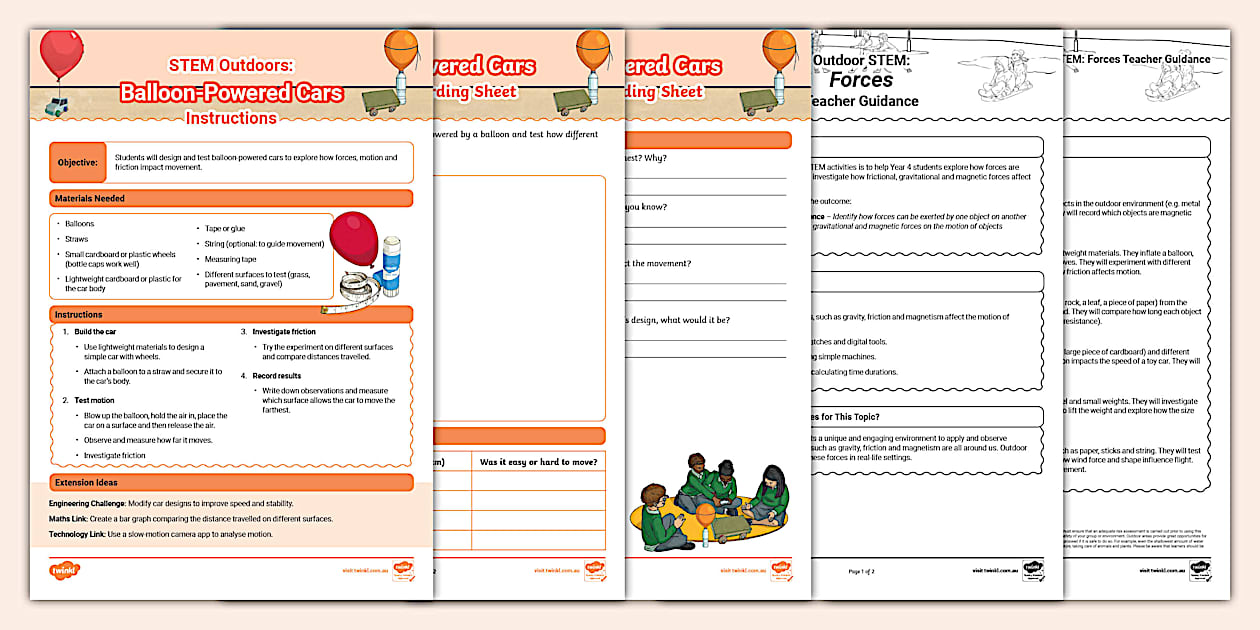 STEM Outdoors: Balloon-Powered Cars (teacher made) - Twinkl