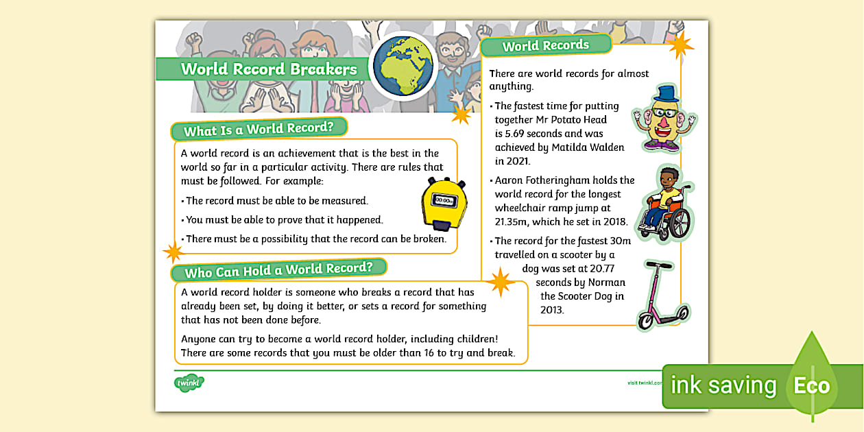 World Record Breakers Fact File (teacher made) - Twinkl