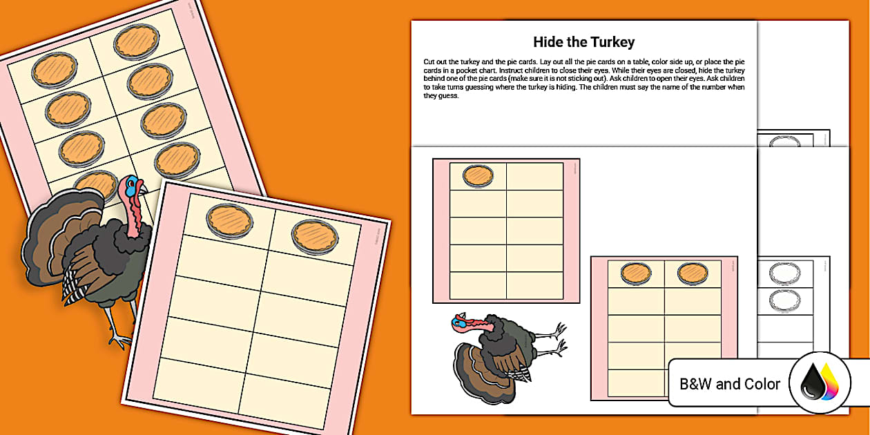 Hide the Turkey Counting 1-10 Worksheet for PK-K - Twinkl