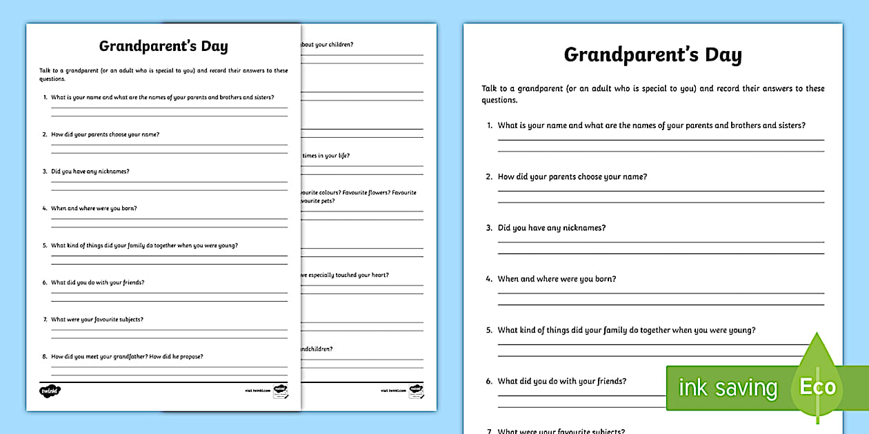 Grandparents’ Day Questionnaire | Event Resources - Twinkl