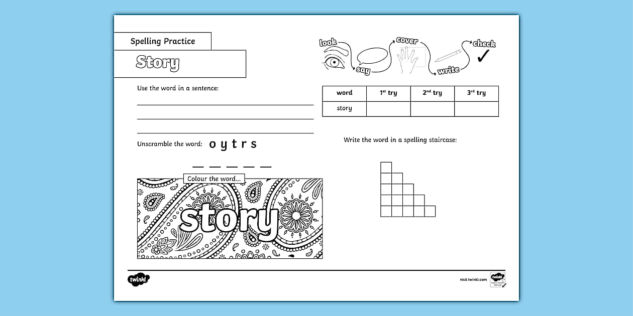 How Do You Spell Story? Activity Sheet (teacher made)