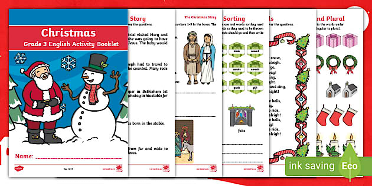 Editable Grade 3 Christmas English Activity Booklet - Twinkl