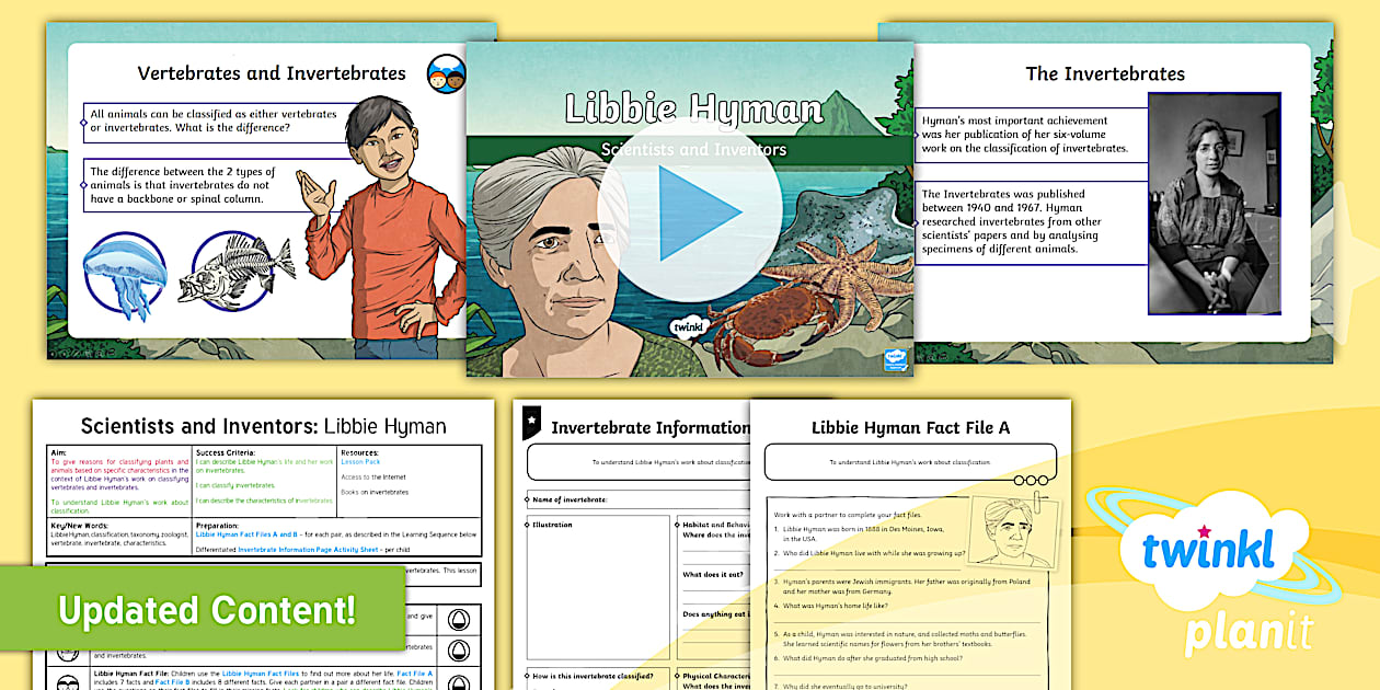 Science: Scientists and Inventors: Libbie Hyman Year 6 Lesson Pack 2