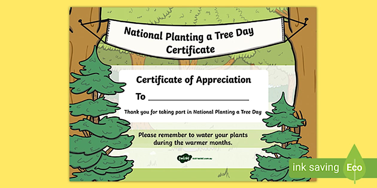 Editable National Tree Planting Day Certificate - Twinkl