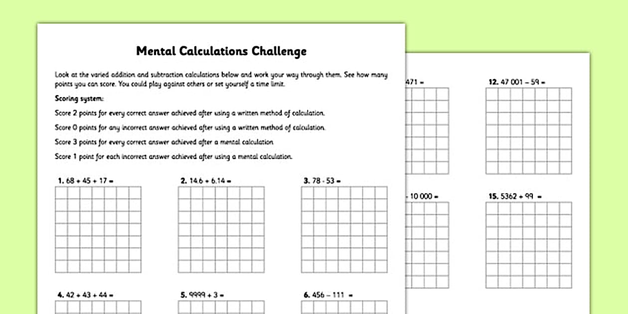 Quick Mental Maths Test | Mental Calculation Challenge