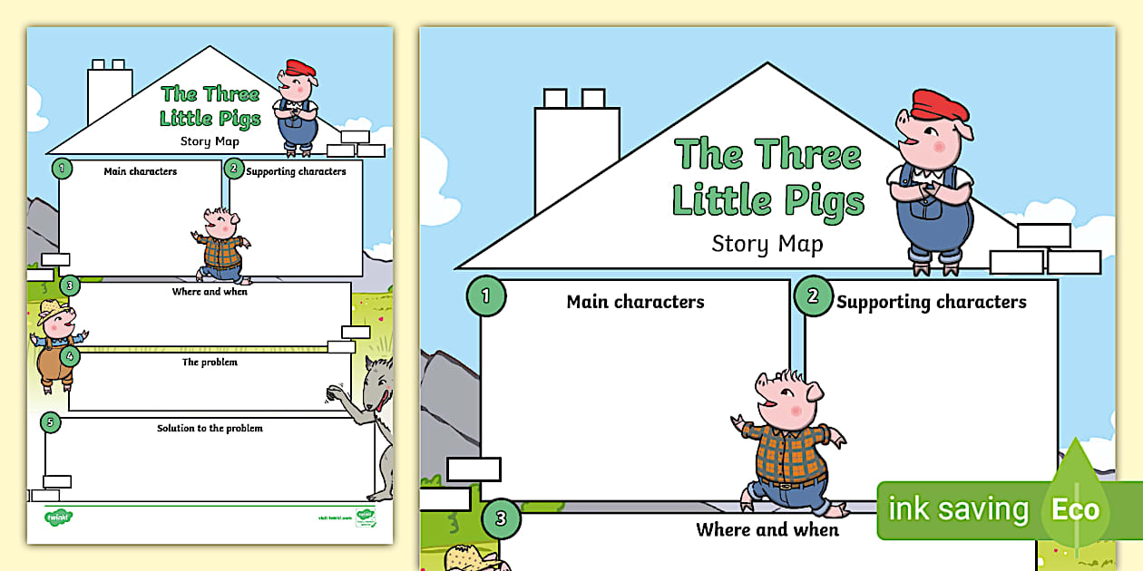 The Three Little Pigs Story Map - Twinkl