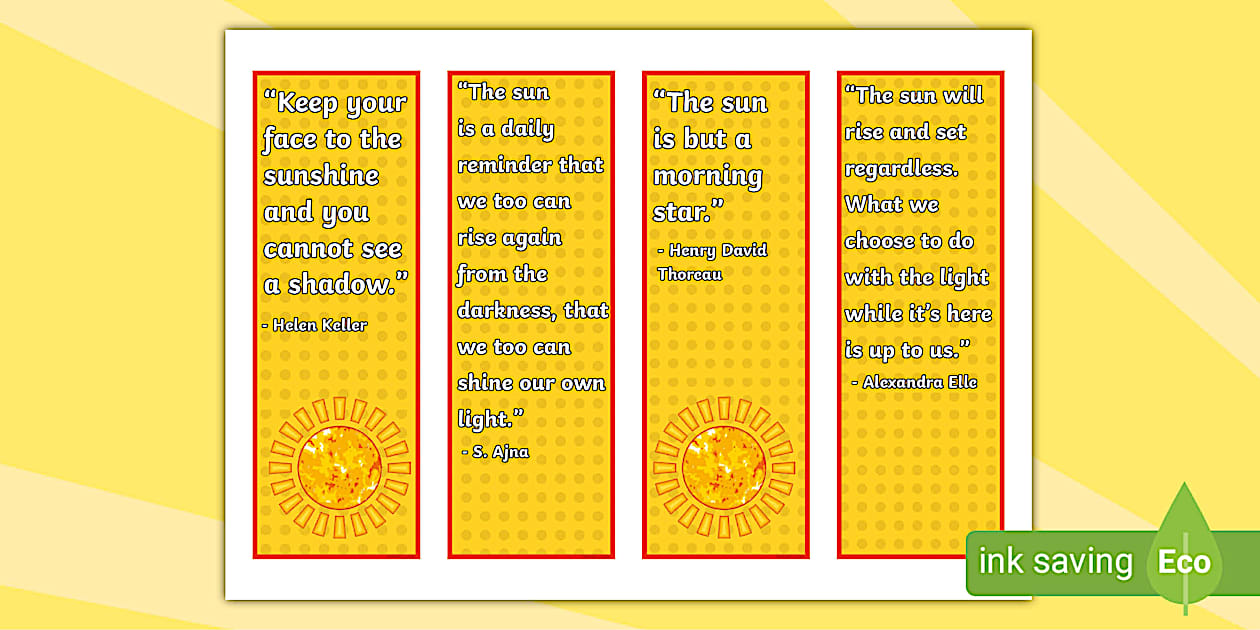Keep track of reading progress with our sun quotes bookmarks