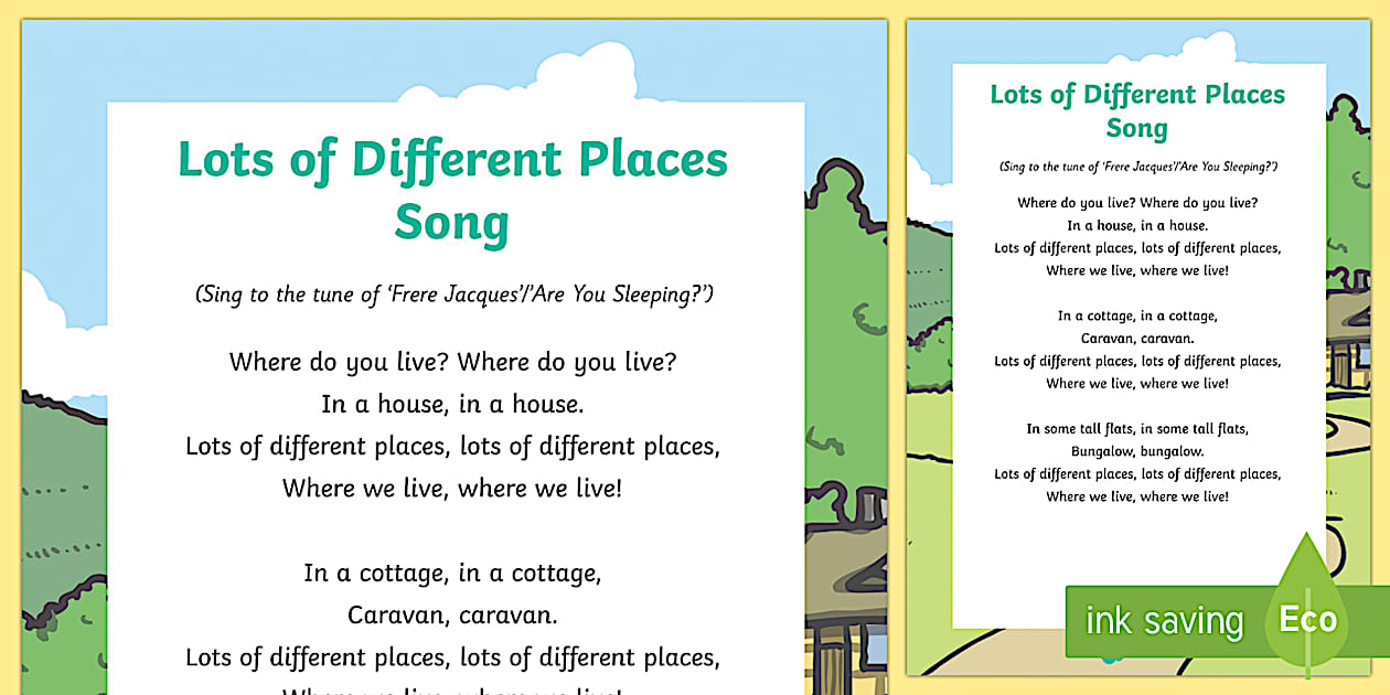 Lots of Different Places Song (teacher made) - Twinkl