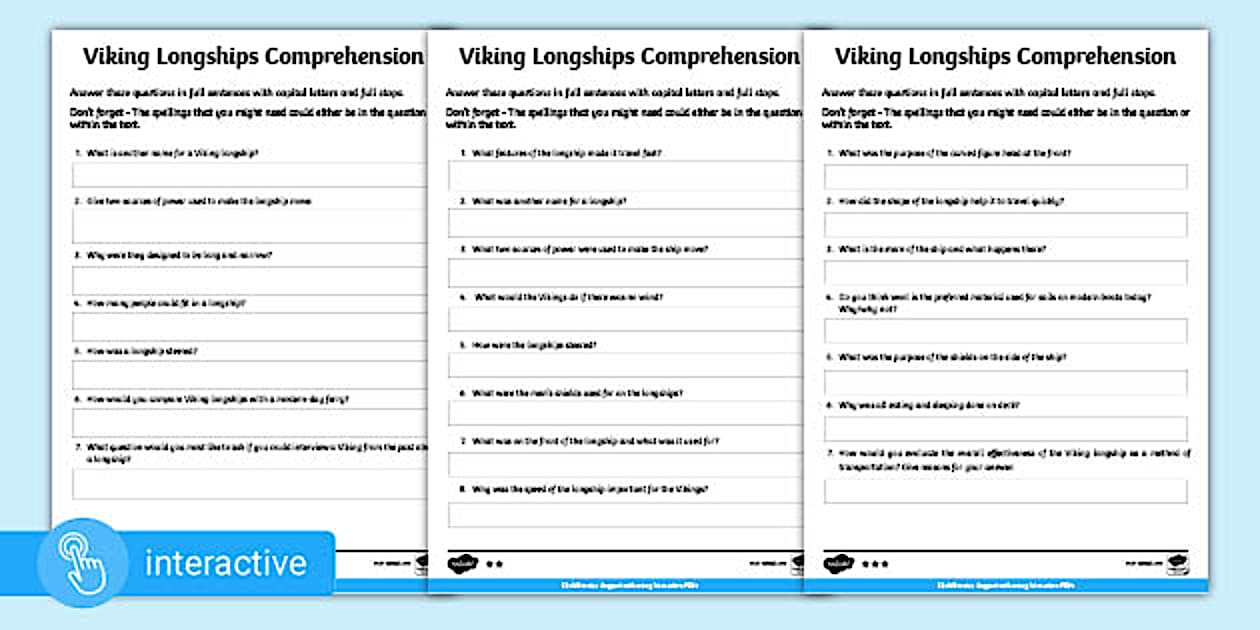 Interactive PDF: Vikings Longship Facts (Teacher-Made)