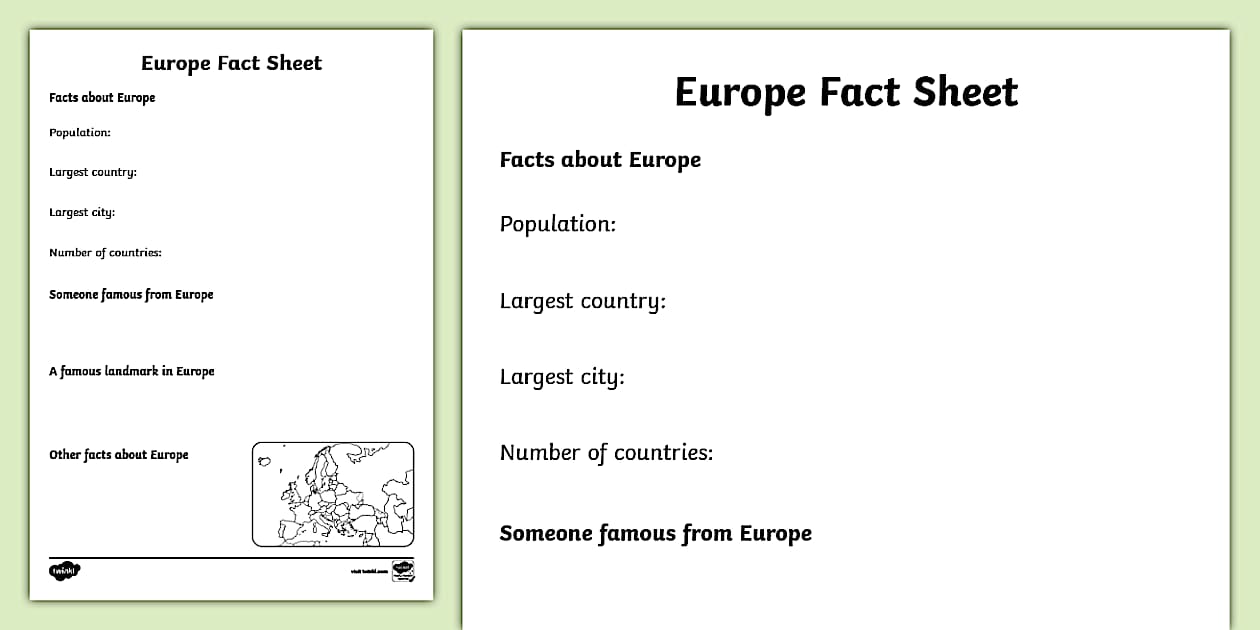 Europe Factsheet Writing Template