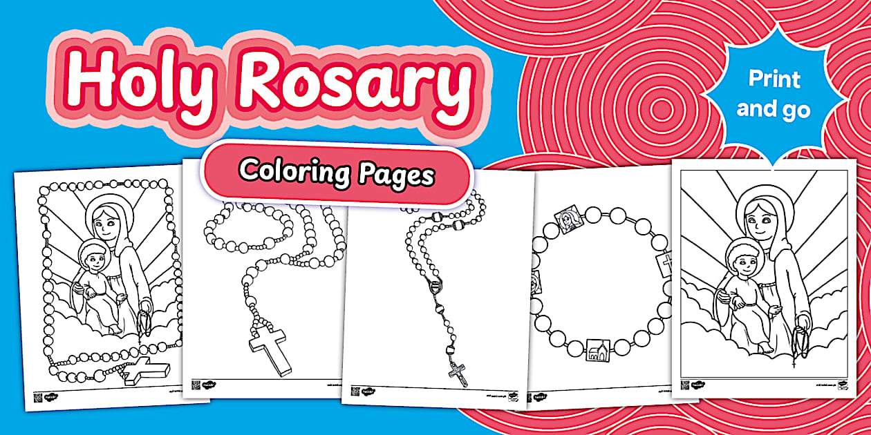 Holy Rosary Coloring Pages