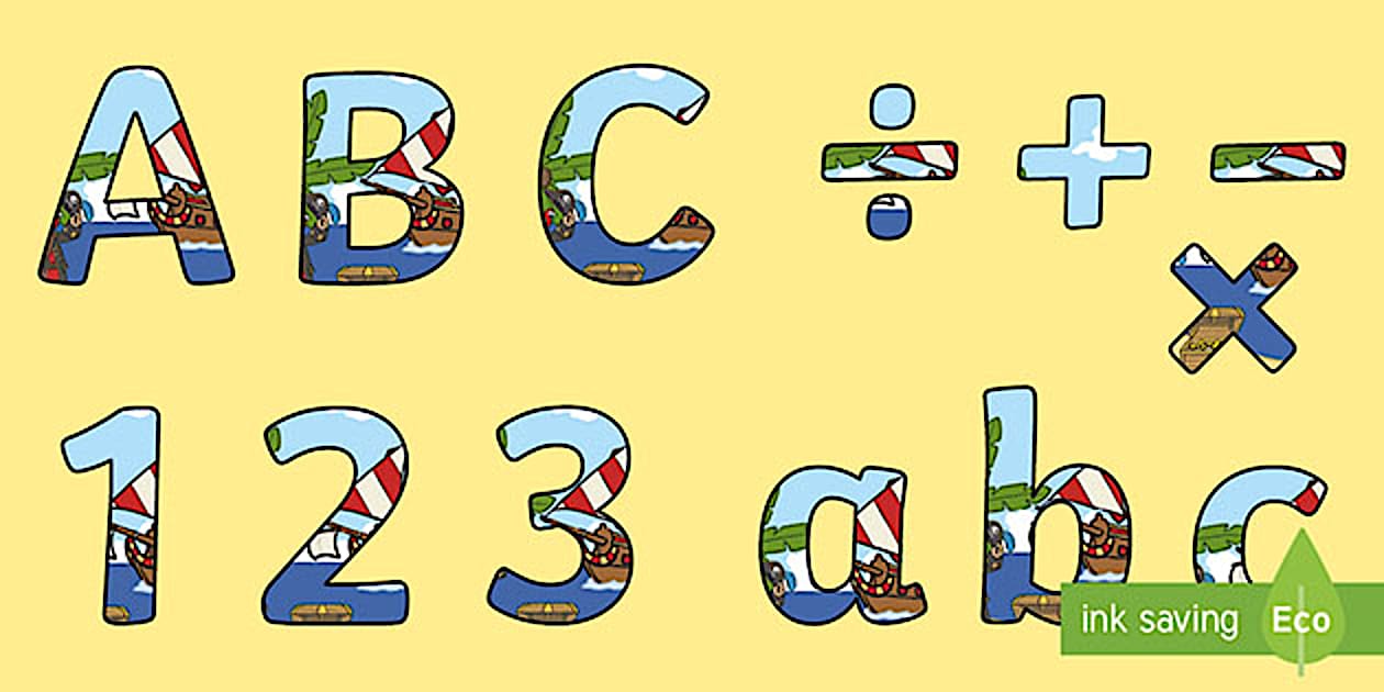 Bulletin Board on Pirates Letters and Numbers | Twinkl USA