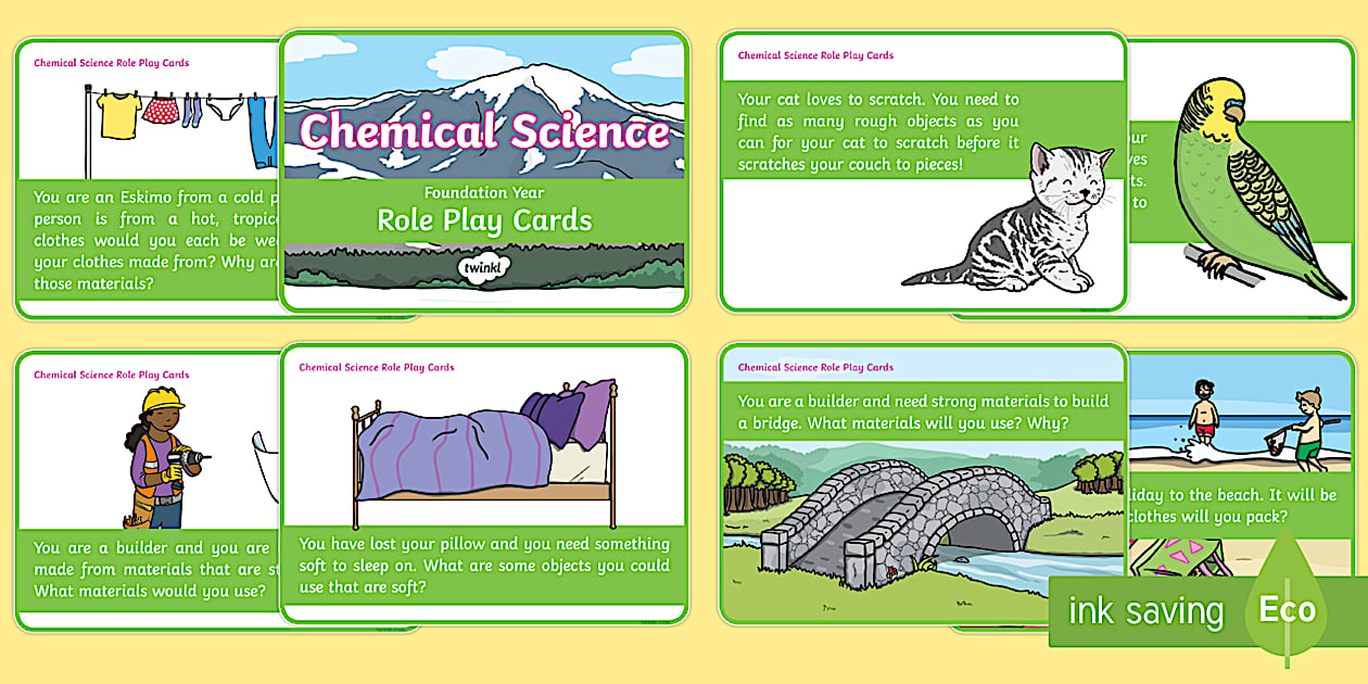 Foundation Year Chemical Sciences Role Play Cards - Twinkl