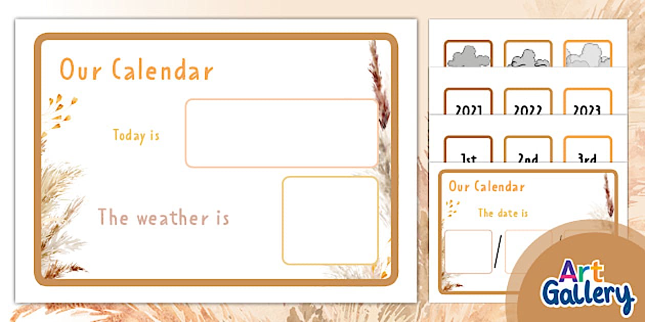 Boho Neutral Weather and Calendar Display Pack - Twinkl