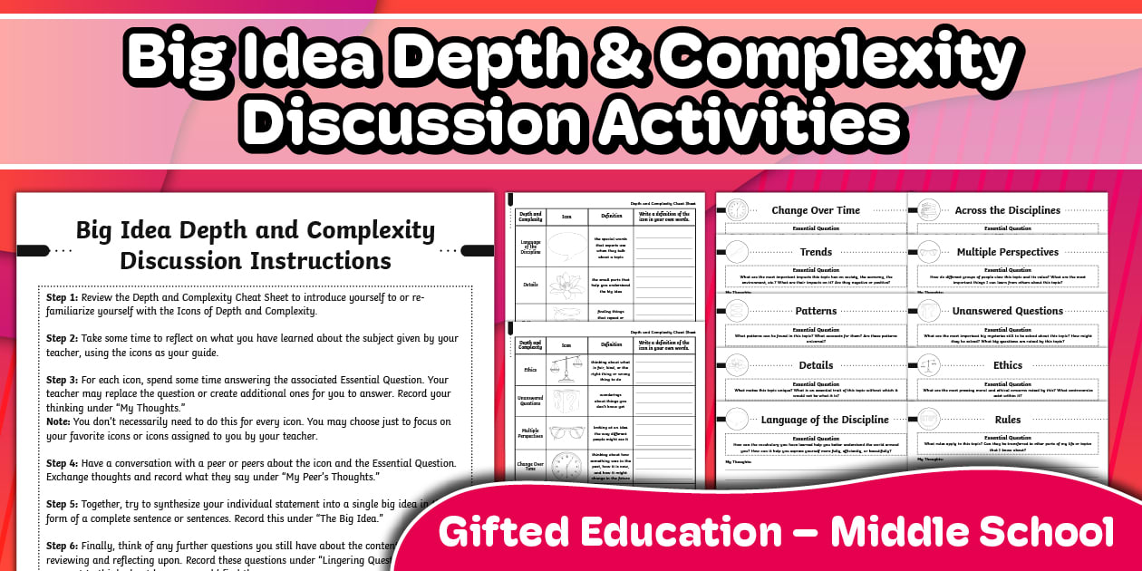 Big Idea Depth and Complexity Discussion Activities